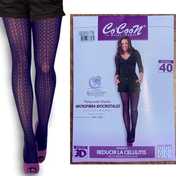 COCOON | Accessories | Violet Patterned Design Unique Pantyhose Tights ...